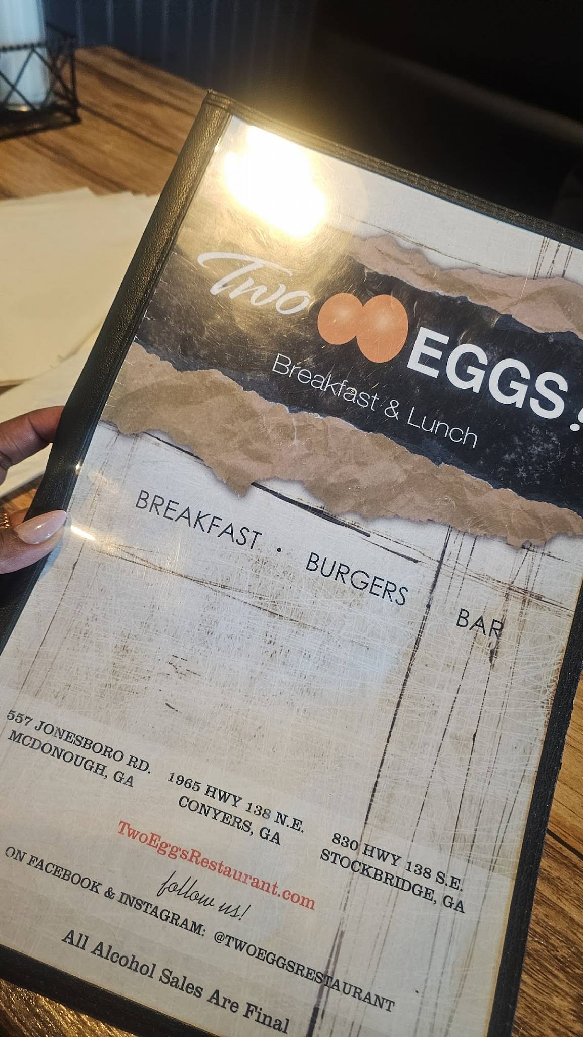 Menu at Two Eggs! Breakfast & Lunch restaurant, Conyers