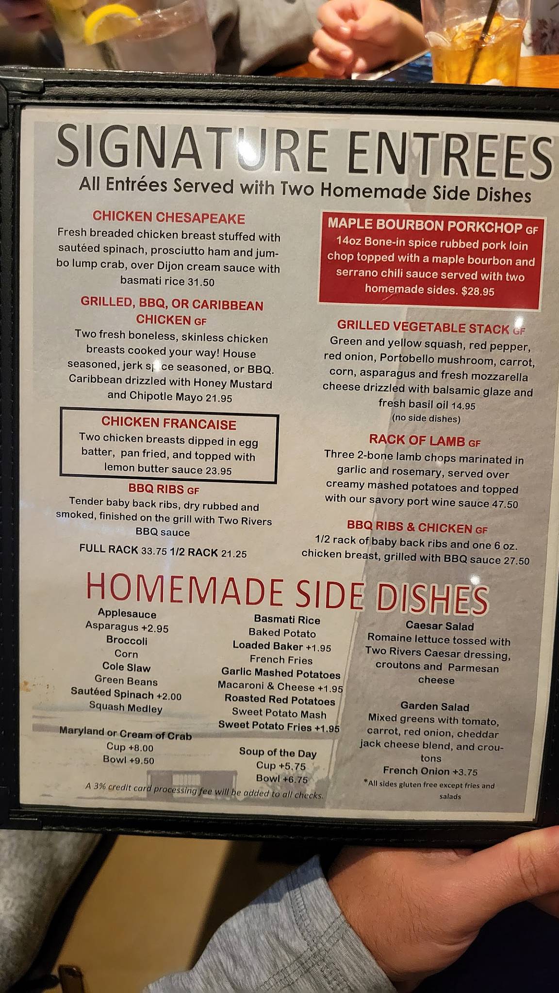 Menu at Two Rivers Steak & Fish House steakhouse, Pasadena