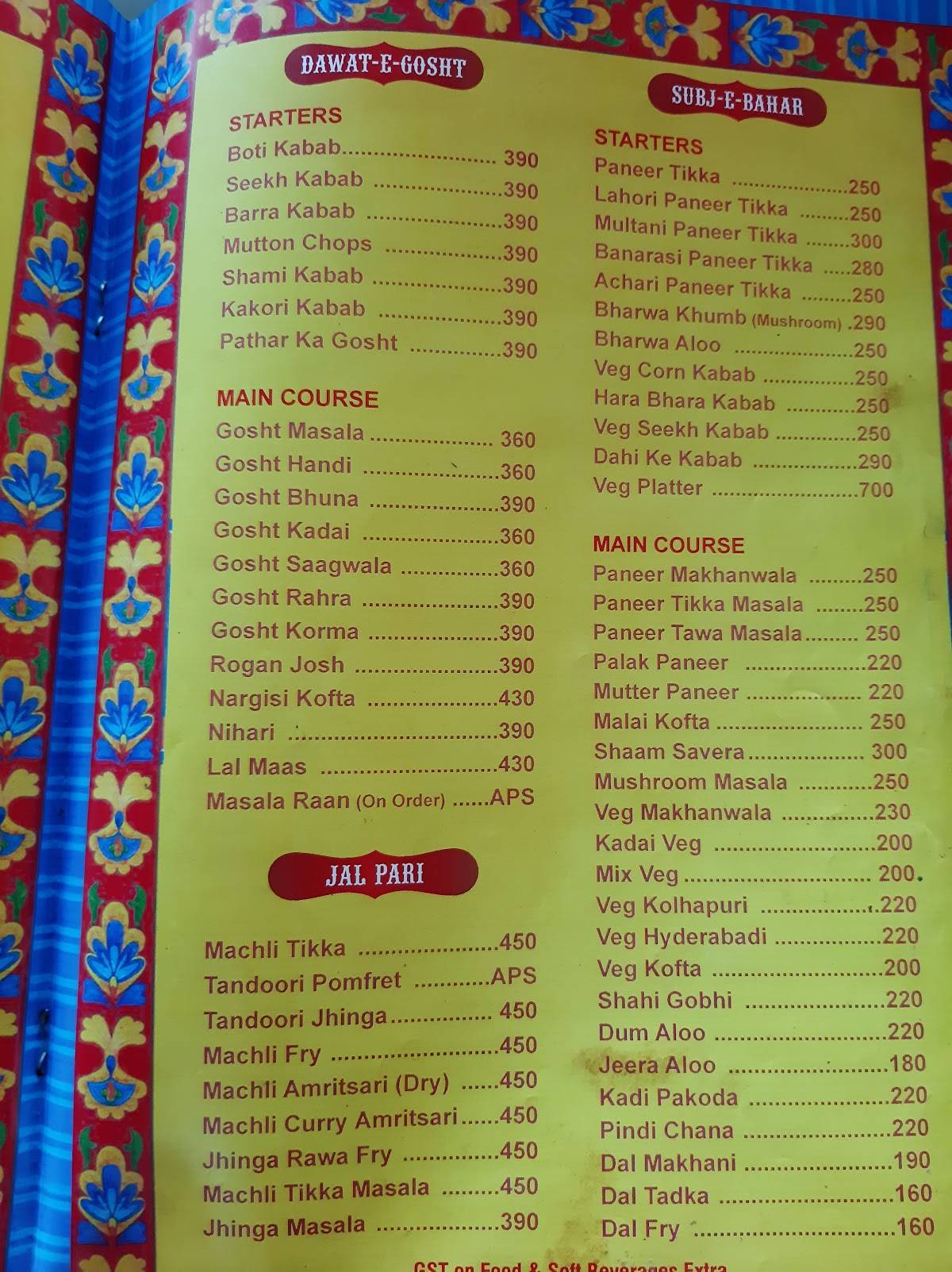Menu at URBAN TURBAN, Reis Magos, Mae De Deus
