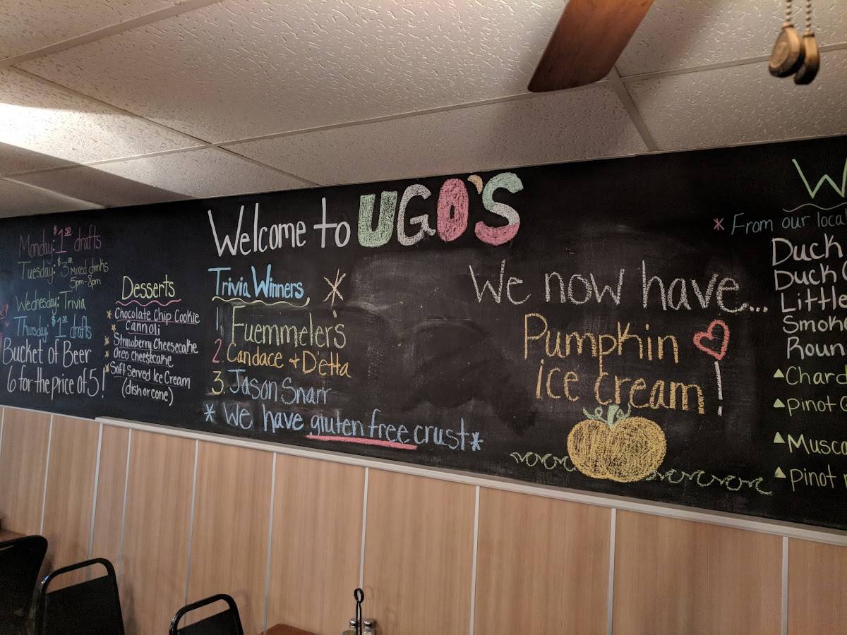 Menu at Ugo's Pizzaland pizzeria, Bevier