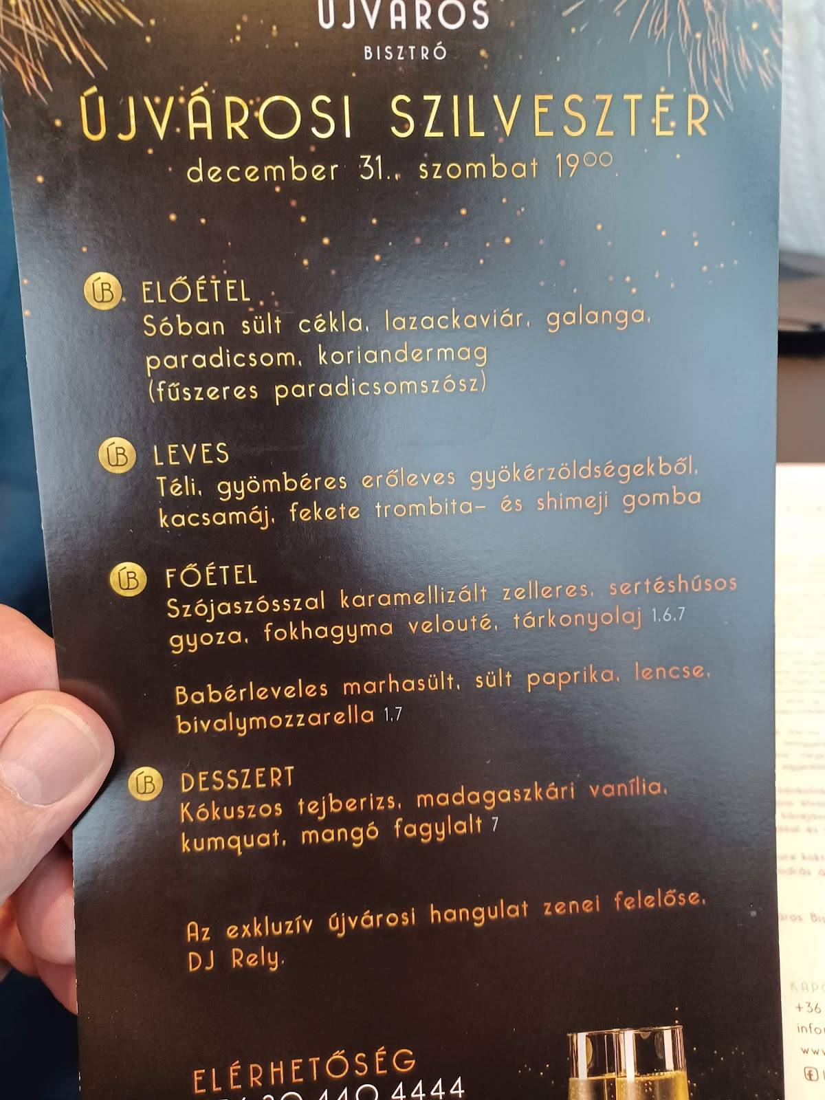 Carta del restaurante Újváros Bisztró, Szarvas