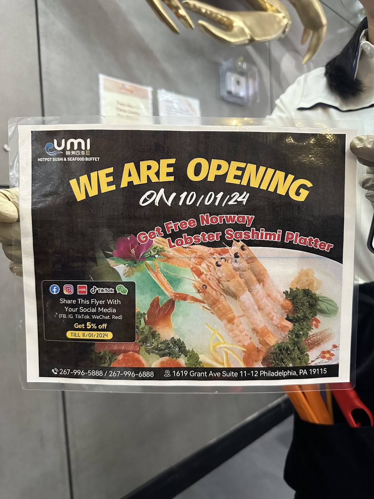 Menu at Umi Hot Pot Sushi & Seafood Buffet restaurant, Philadelphia