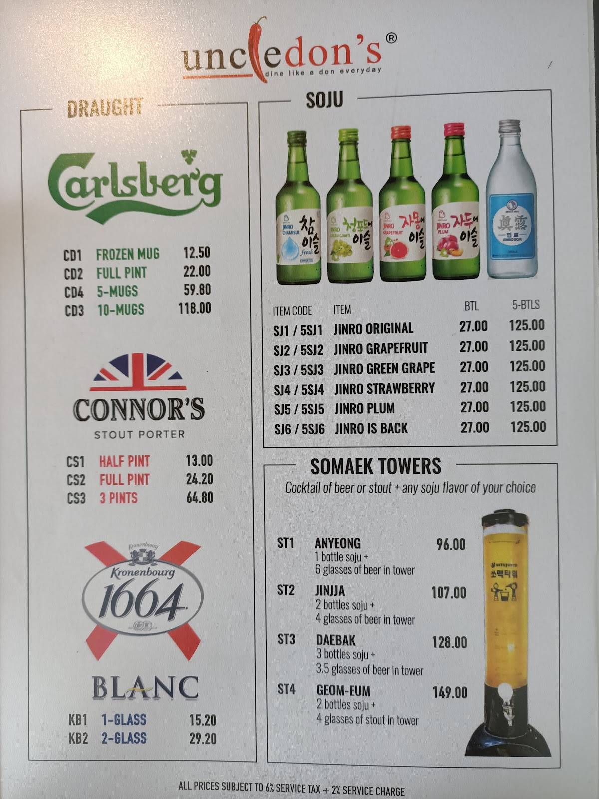 Menu at Uncle Don's (USJ Taipan) restaurant, Subang Jaya, 55a