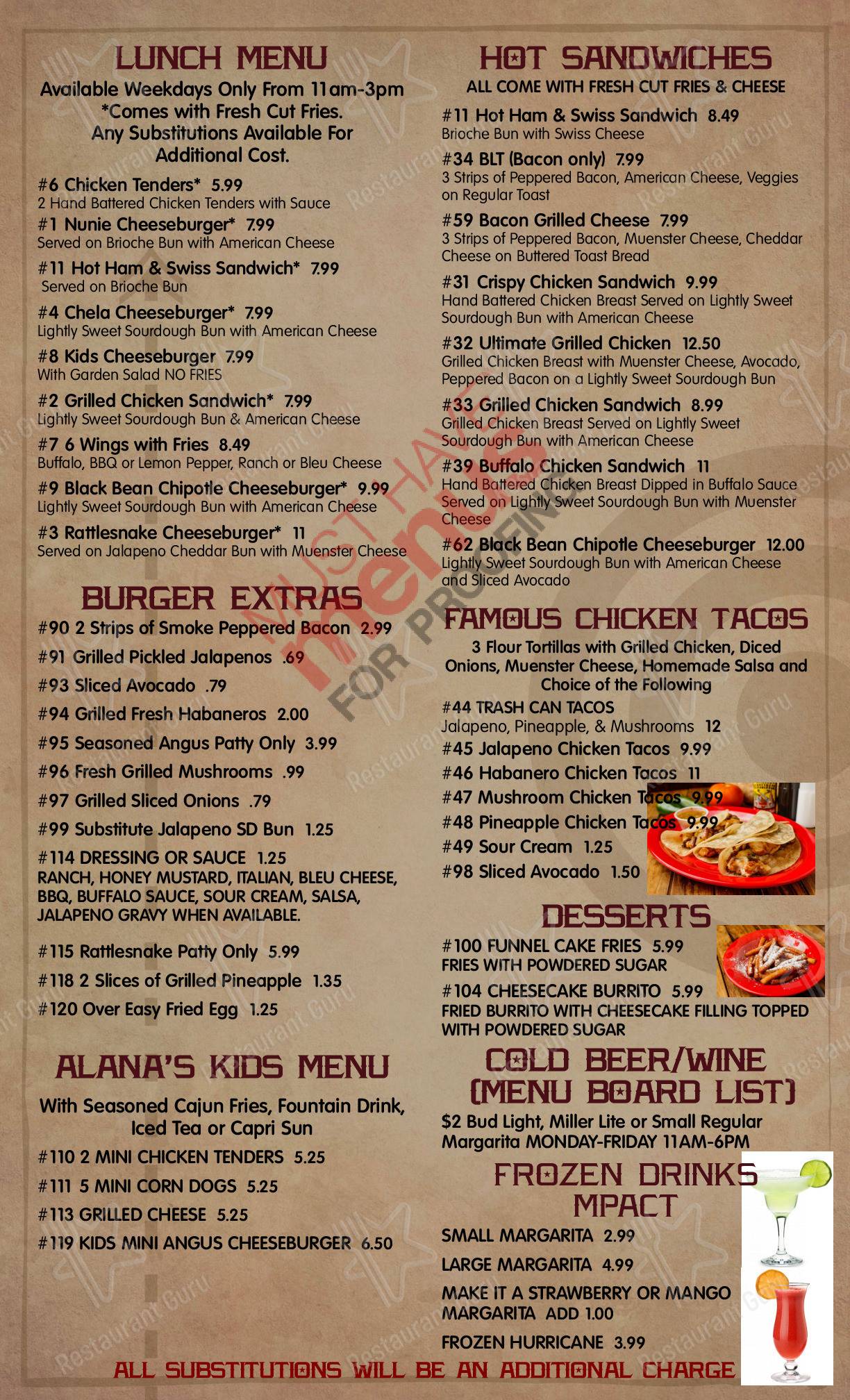 Menu at Uncle Tony's Cafe, Spring, 314 Sawdust Rd #108