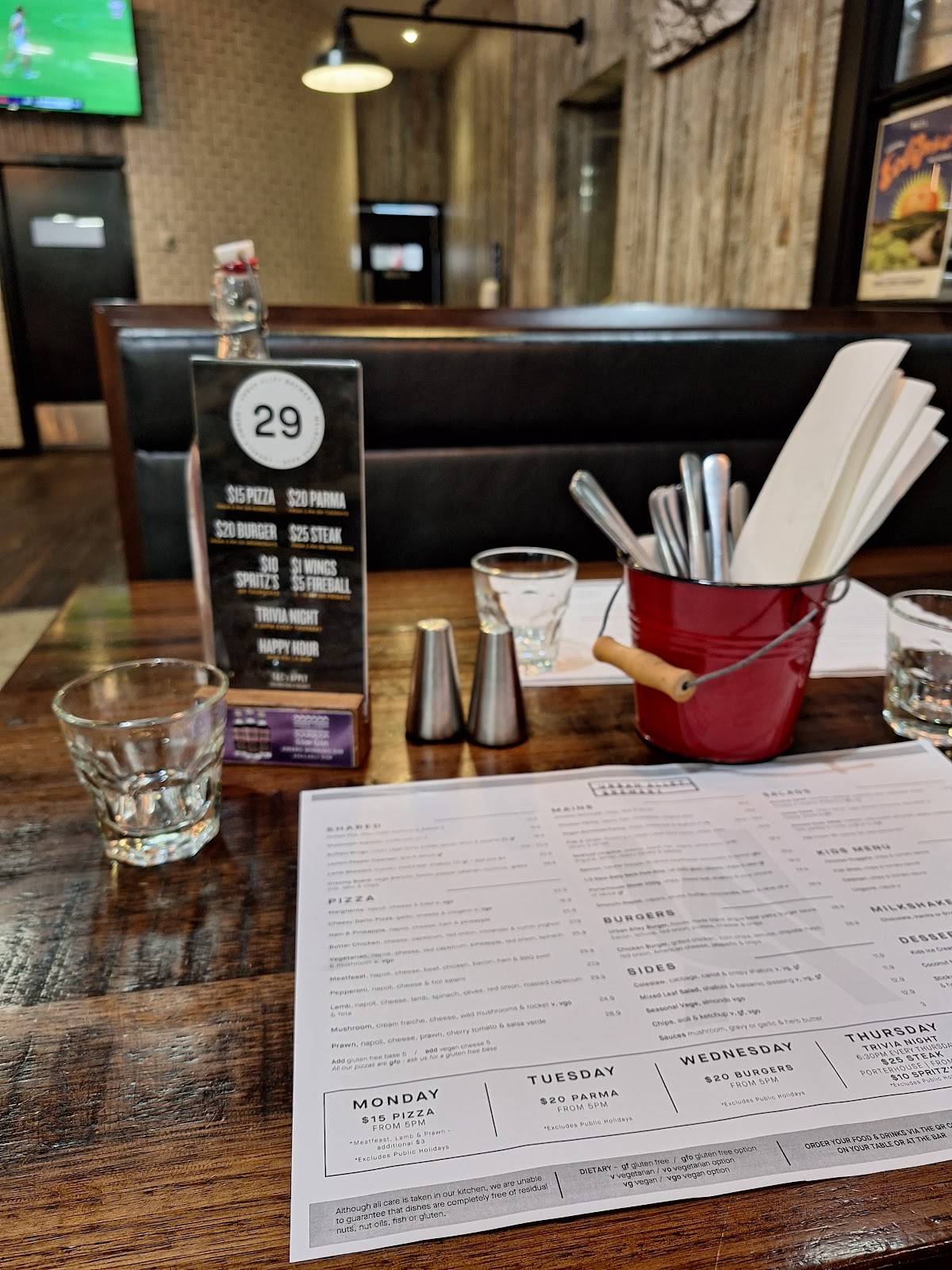 Menu at Urban Alley Brewery pub & bar, Docklands