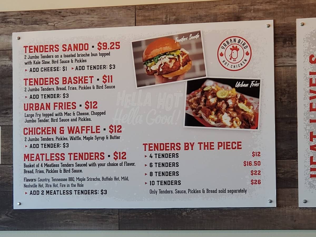 Menu at Urban Bird Hot Chicken restaurant, Houston, Katy Fwy Suite 500