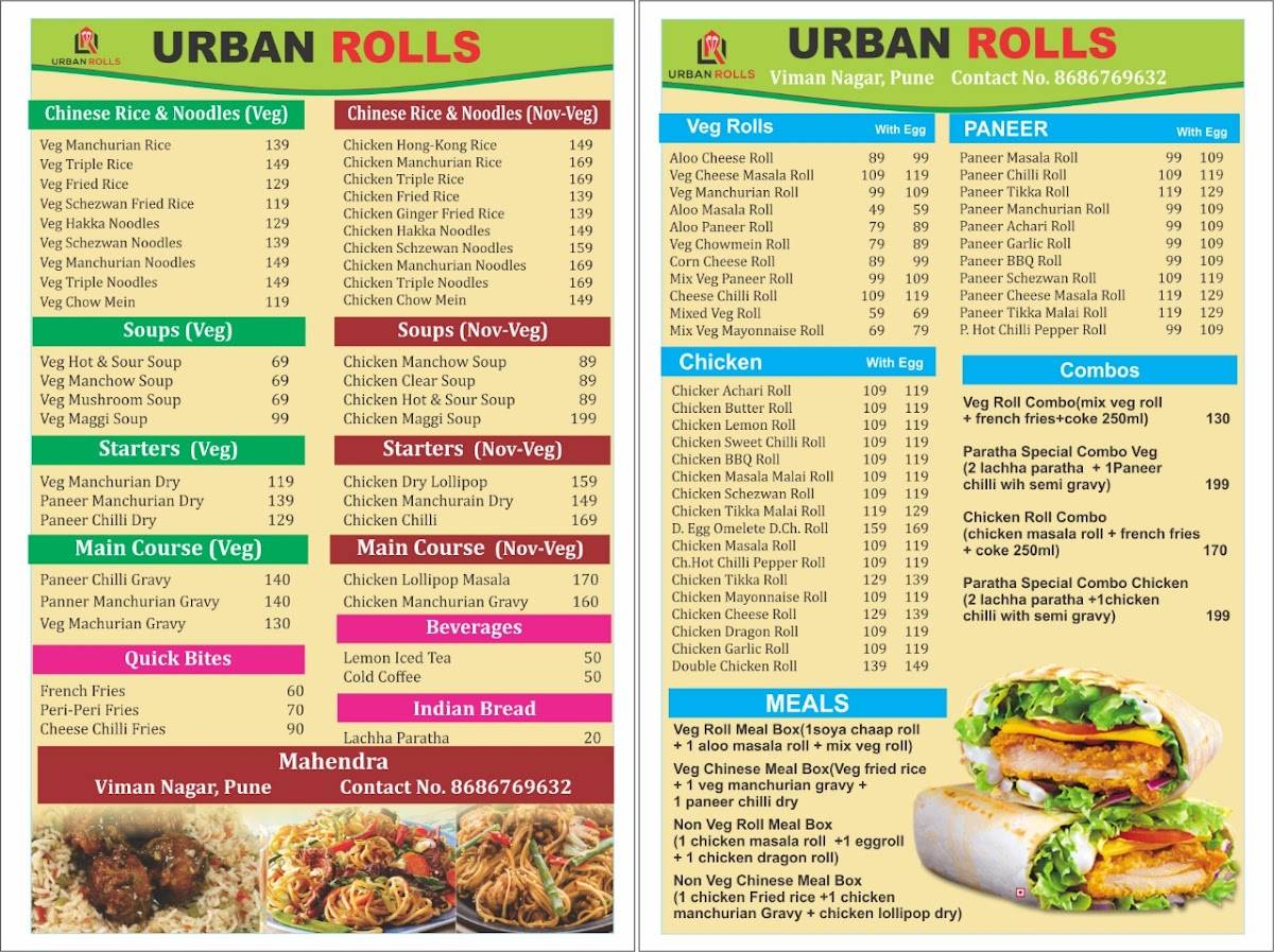 Menu at Urban Rolls, Pune, URBAN ROLLS