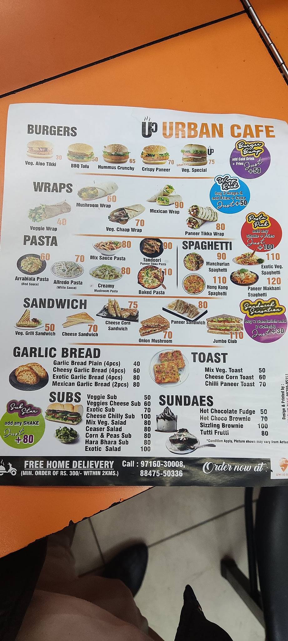 Menu at Urban cafe, Ludhiana