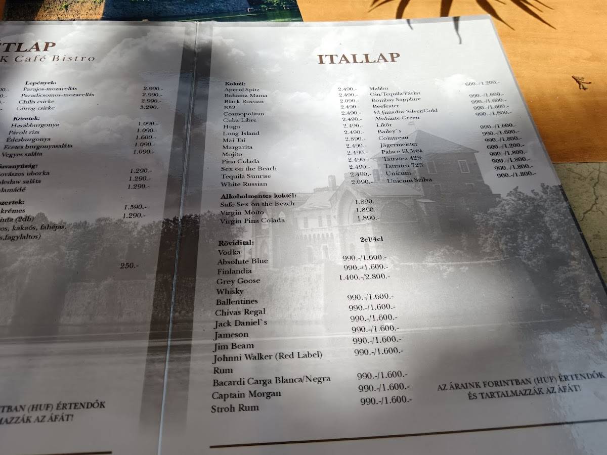 Menu at VÁR-LAK CAFFE BISTRO restaurant, Tata