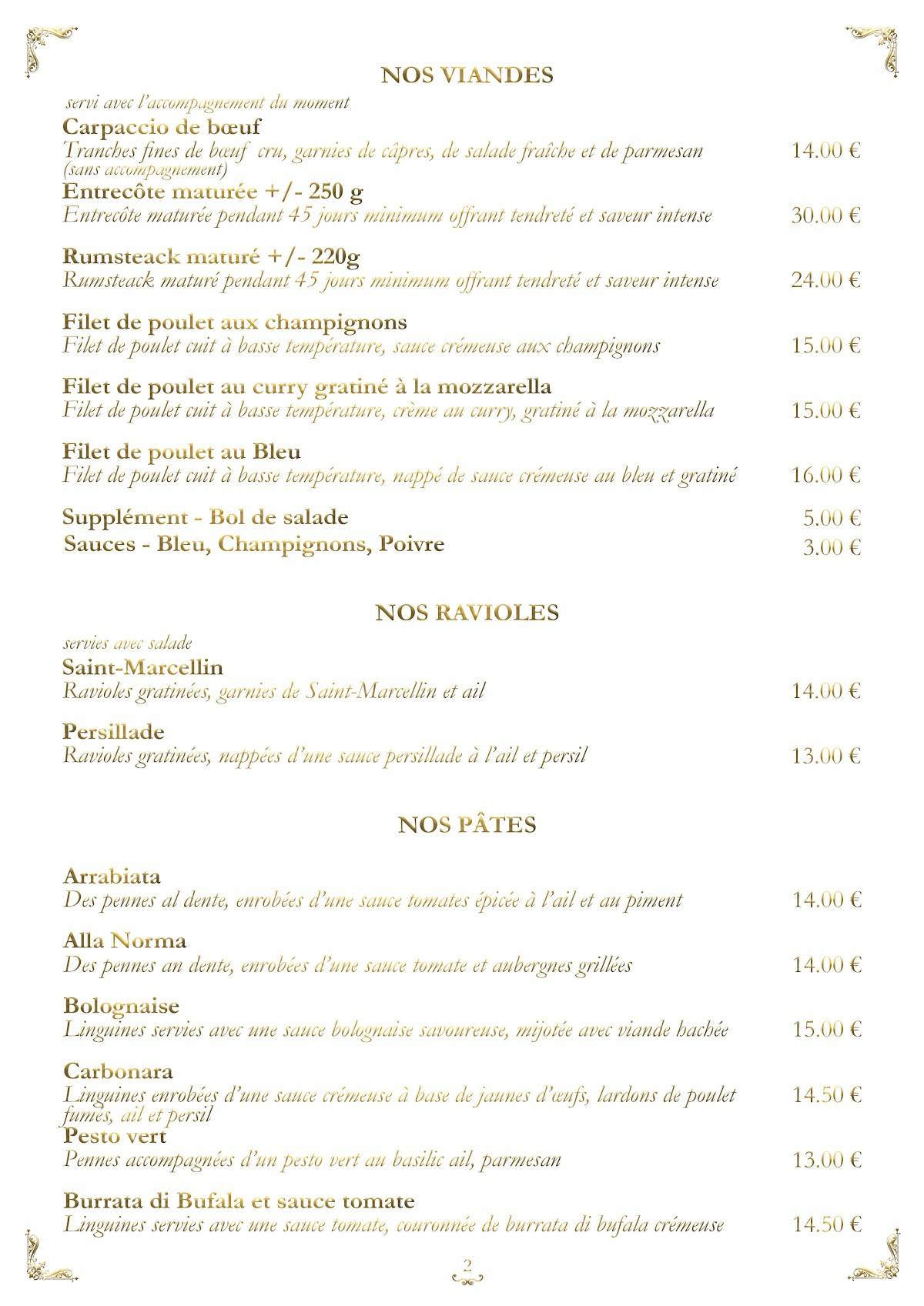 Menu au VIP Restaurant Brasserie, Grenoble