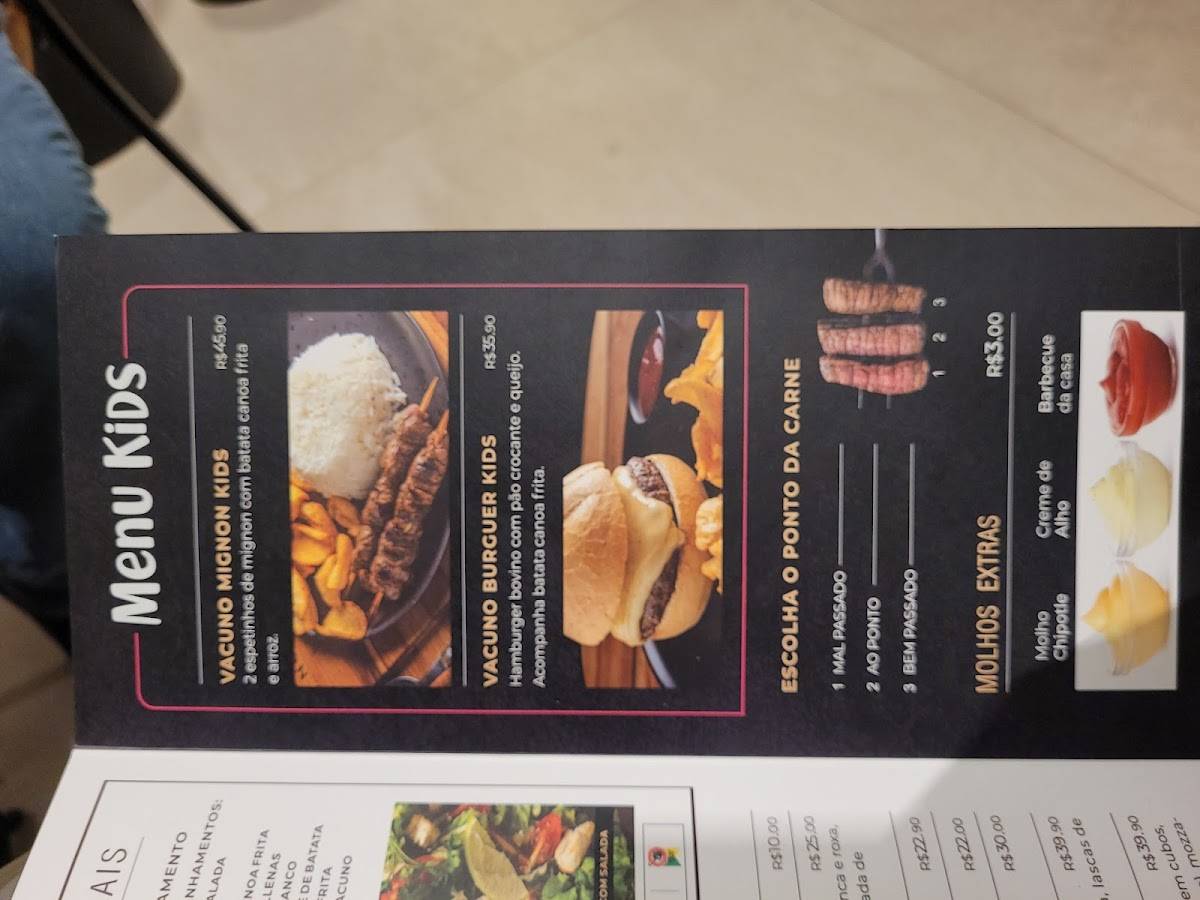 Menu em Vacuno Carnes Nobres - Sapiens Parque restaurante, Florianópolis