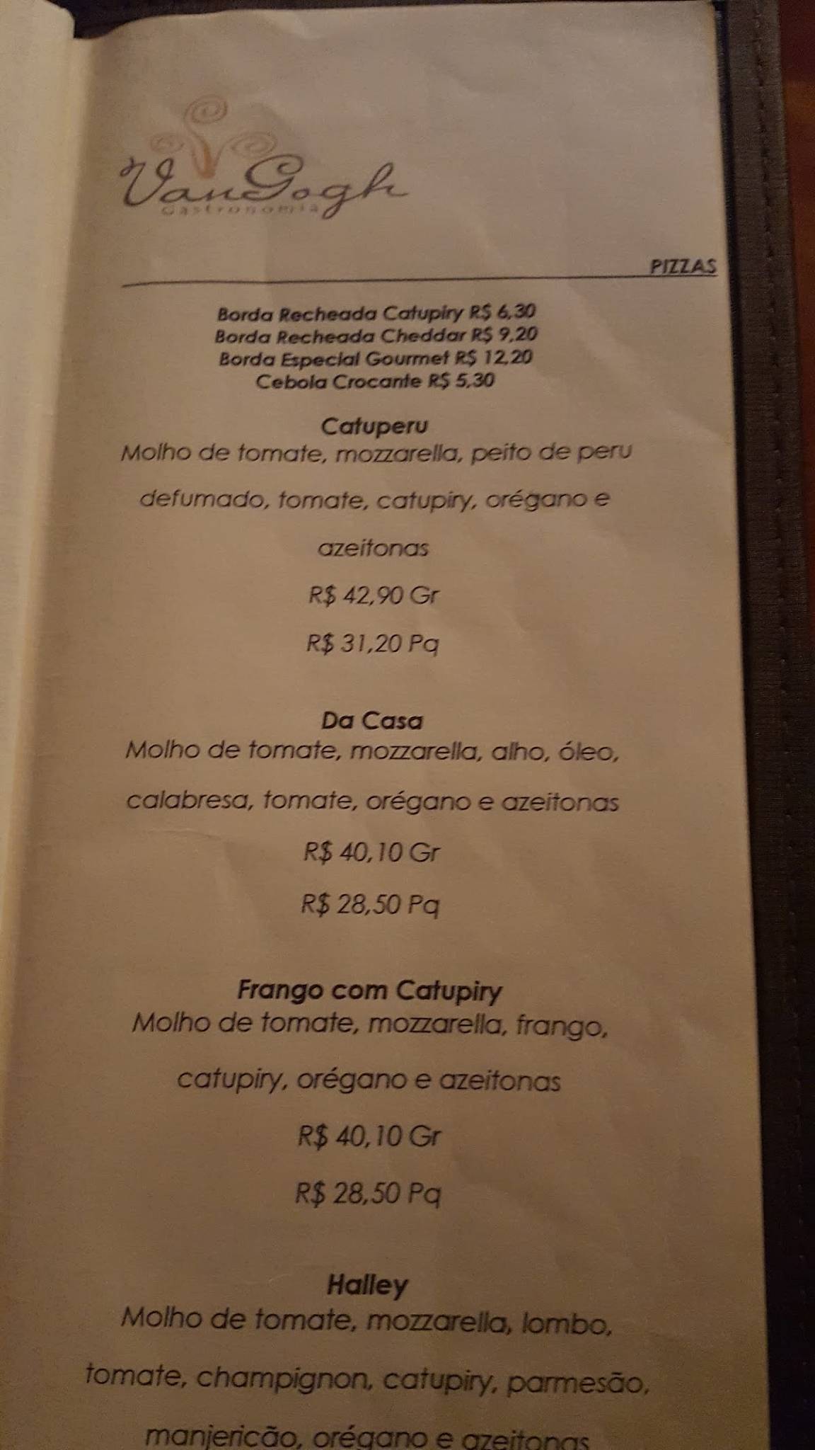 Menu em Van Gogh Gastronomia pizzaria, Guarapuava