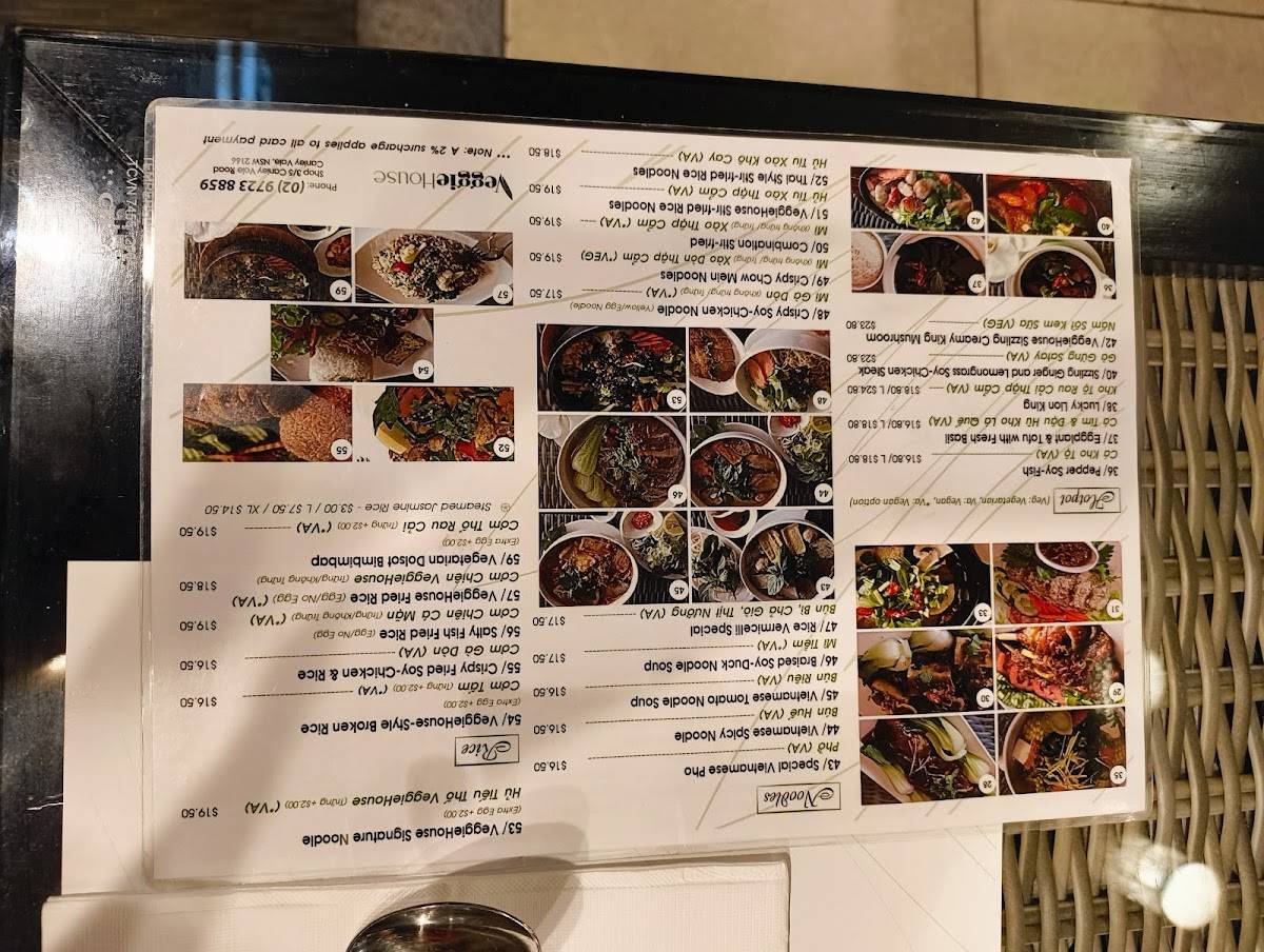 Menu at Veggie House Vegan & Vegetarian Restaurant, Canley Vale