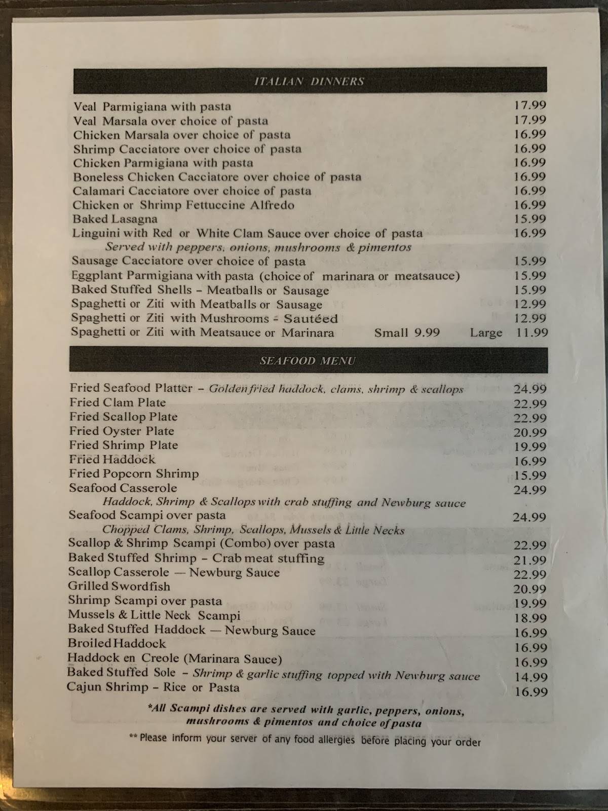Menu at Vel's Family Restaurant & Lounge, Wareham