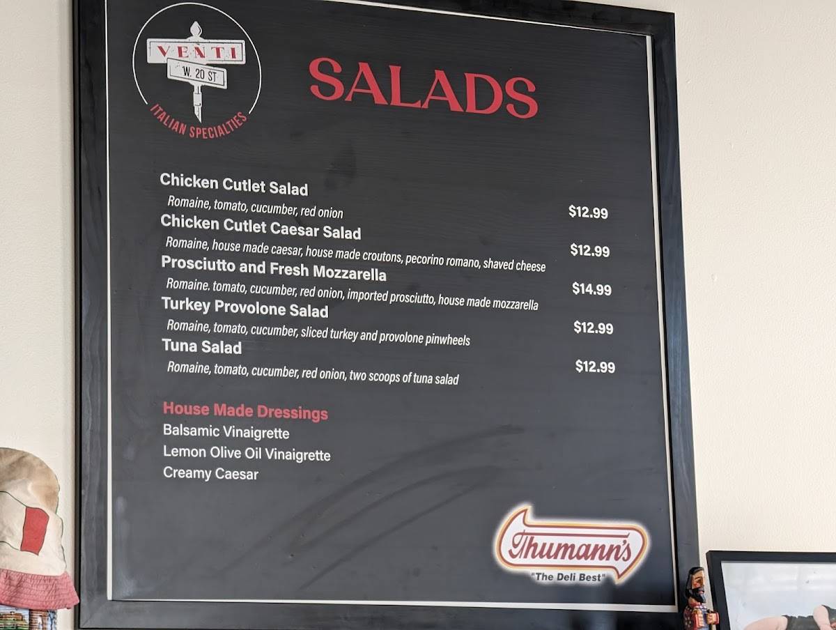 Menu at Venti Italian Specialties restaurant, Jersey City, 203 Academy St