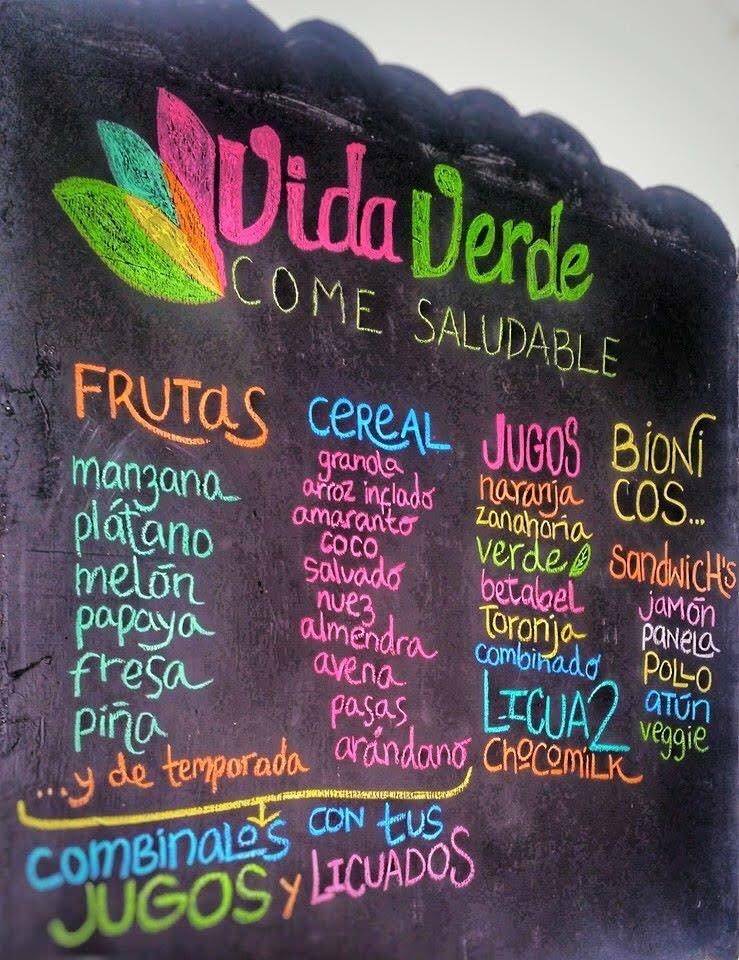 Menu at Vida Verde. Comida Saludable restaurant, Guadalajara