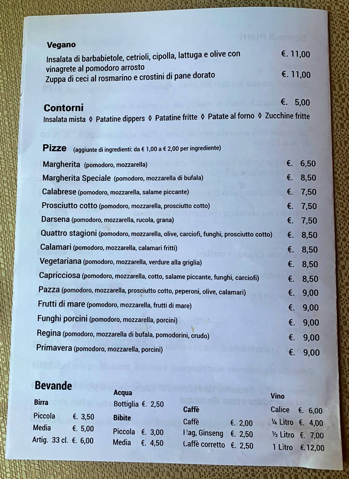 Menu da Ristorante La Darsena, Vigevano, Via Lungo Ticino