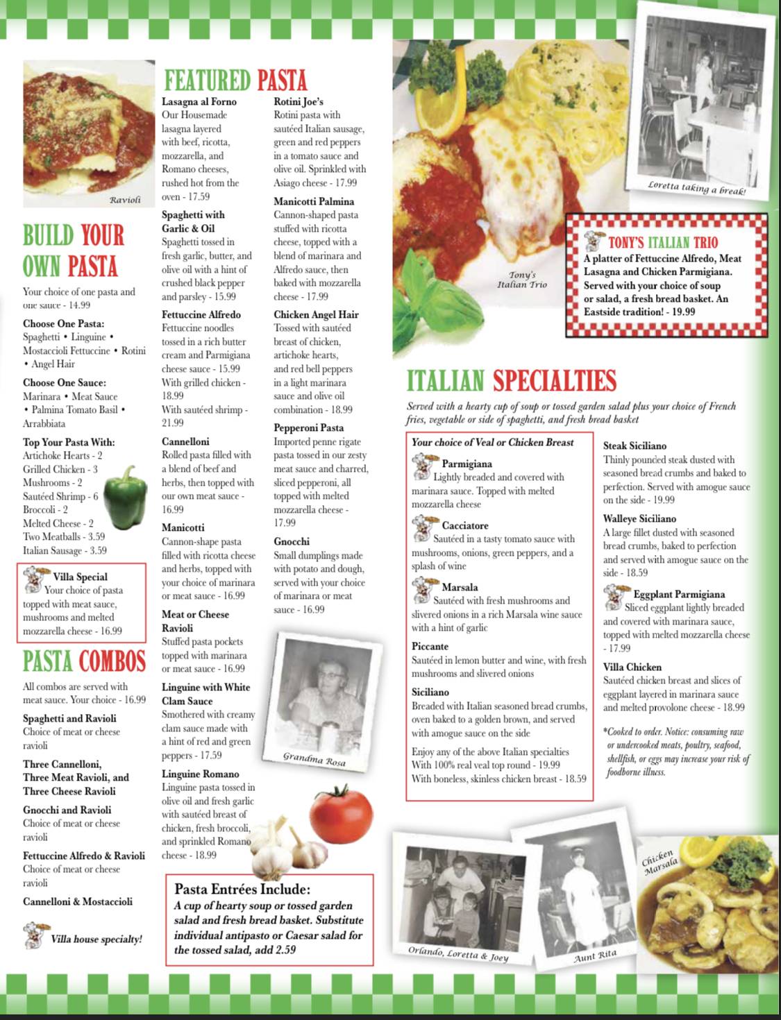Menu at Villa Restaurant and Pizzeria, Eastpointe