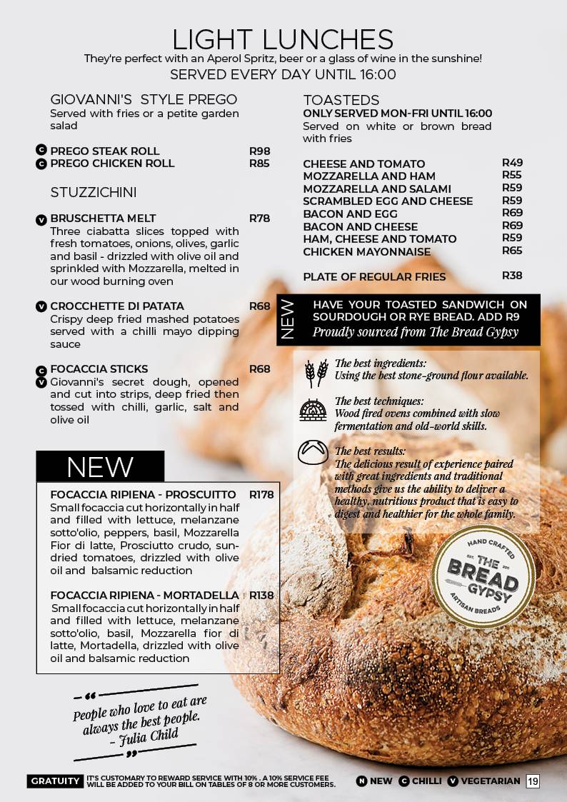 Menu at Villa San Giovanni Family Pizzeria & Fine Dining Restaurant ...