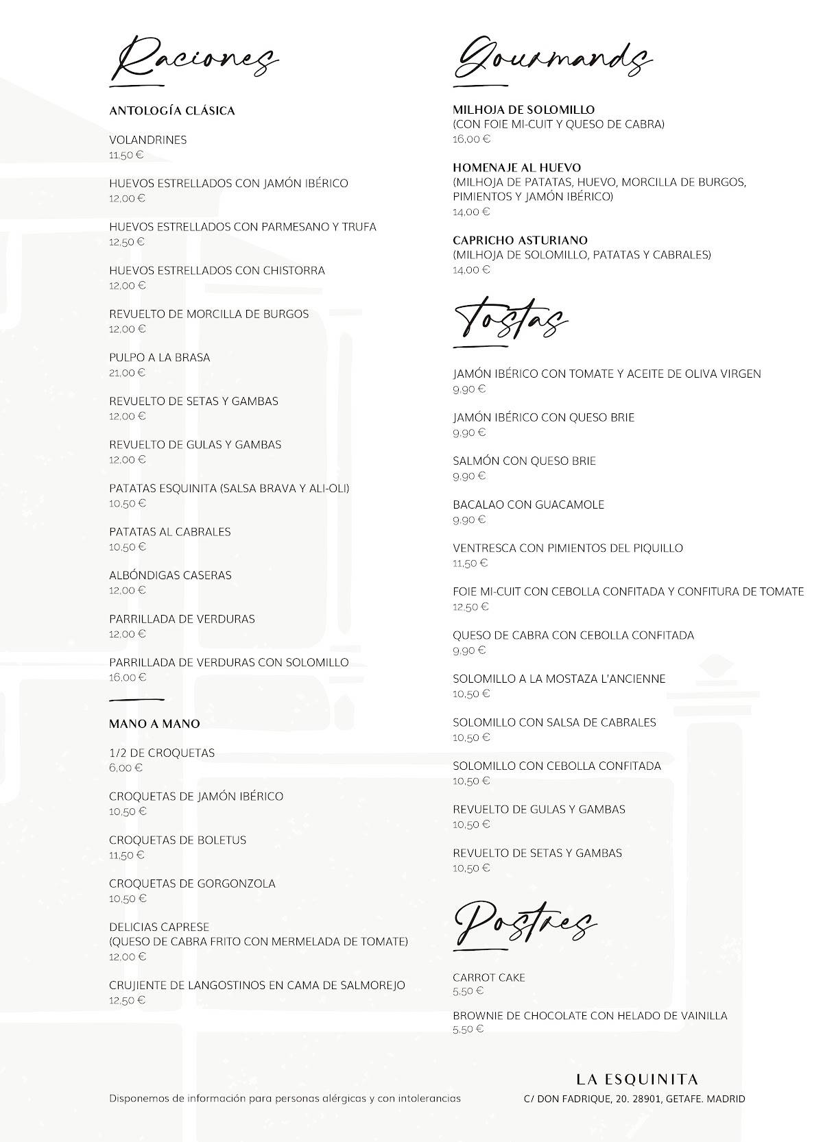 Menu at Vinoteca the Esquinita pub & bar, Getafe, Calle Don Fadrique 20 ...