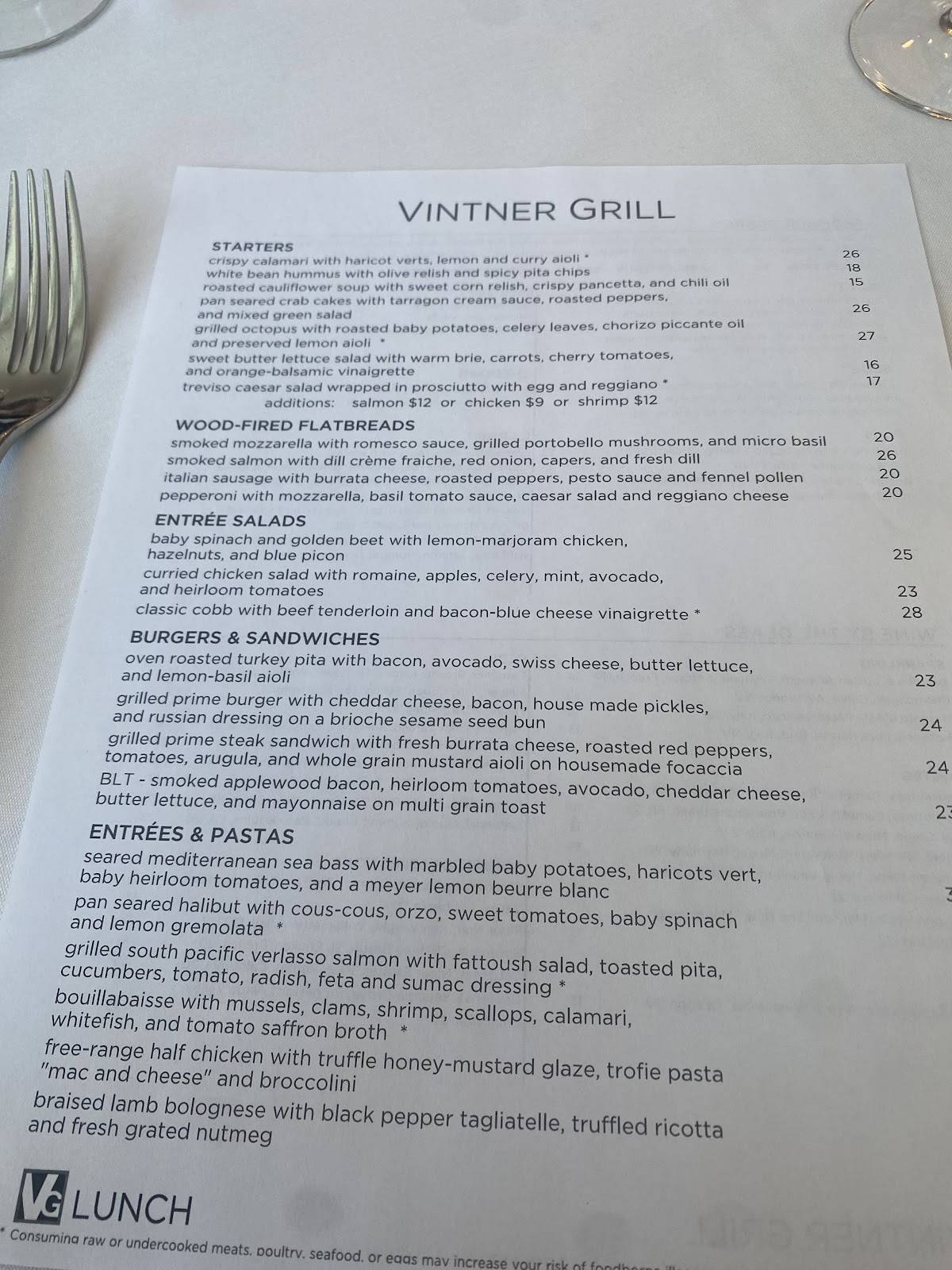 Menu at Vintner Grill pub & bar, Las Vegas
