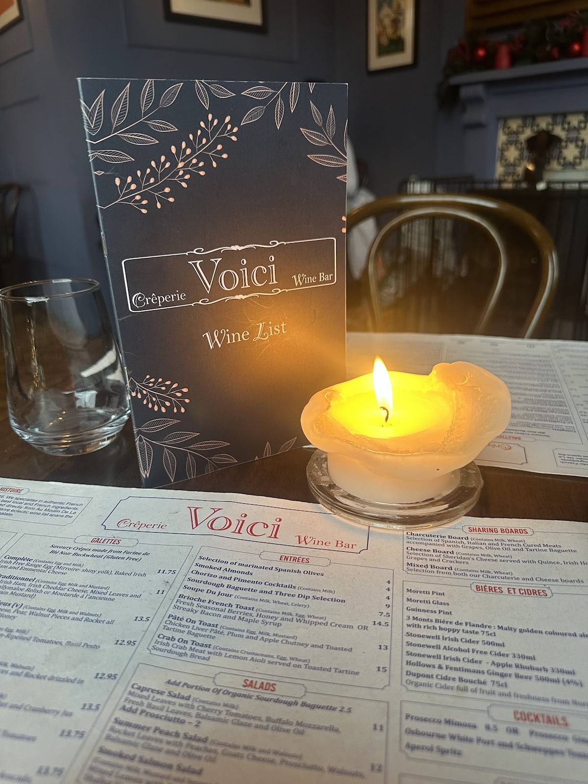 Carta de Voici Crêperie & Wine Bar, Rathmines
