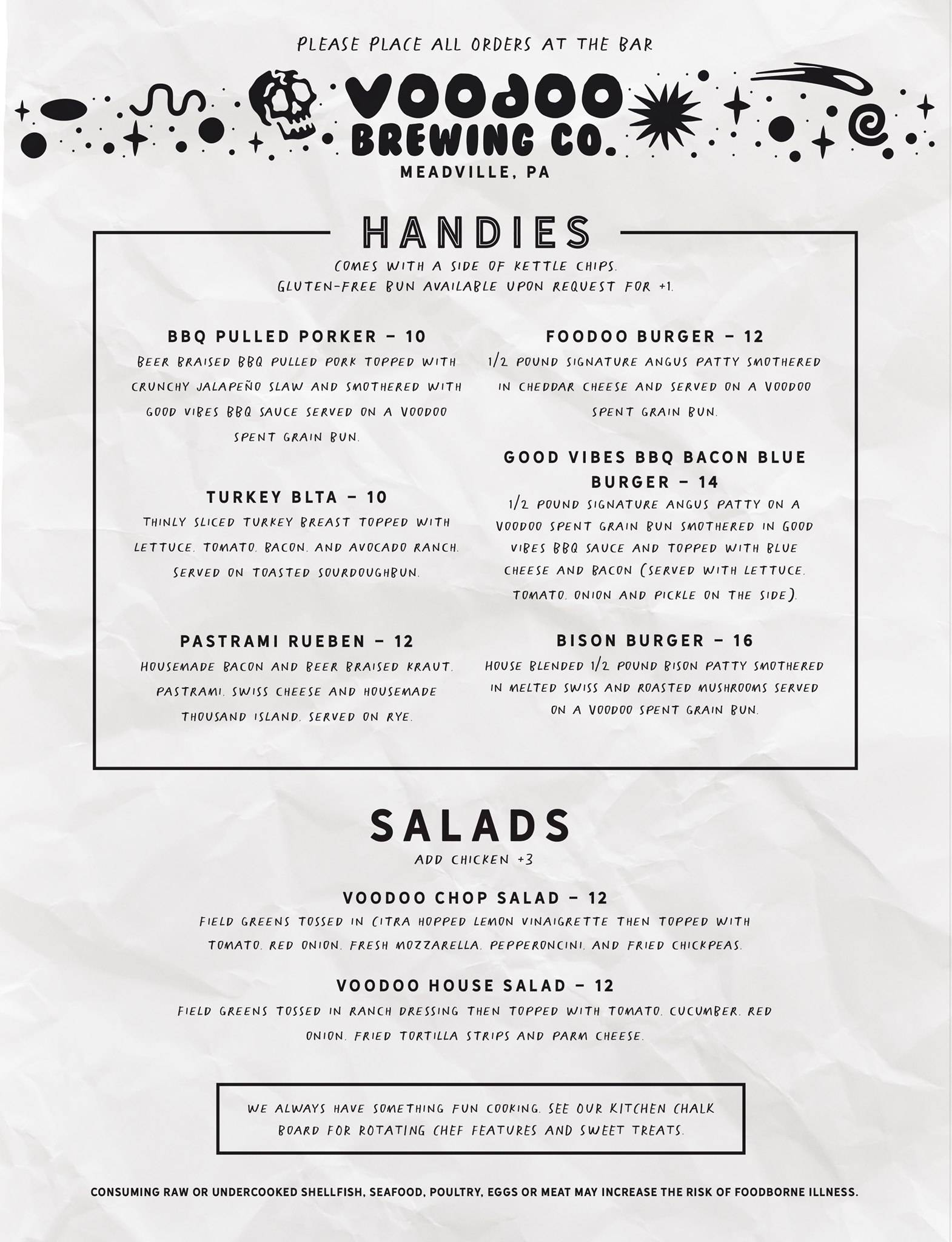 Menu at Voodoo Brewing Company - Arch Street Pub, Meadville, 215 Arch St