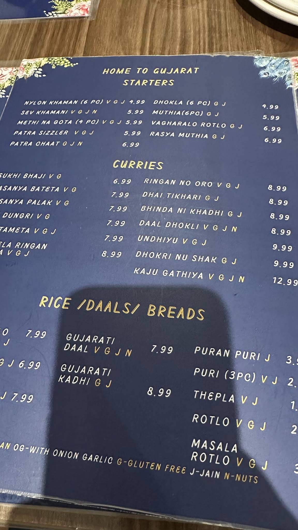 Menu at Vrindavan Vatika restaurant, Wembley
