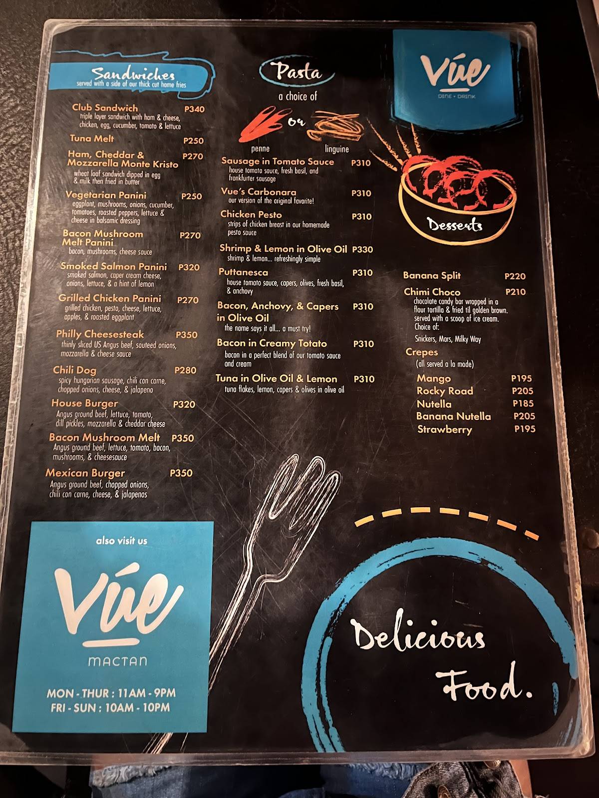 Menu at Vue Dine & Drink restaurant, Lapu-Lapu City, 8XHG+CQ8