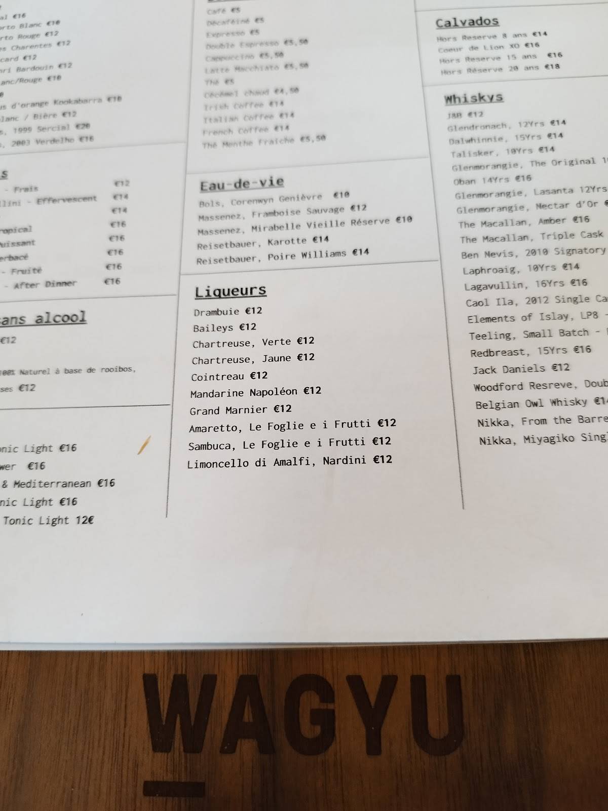 Menu au Wagyu, Durbuy
