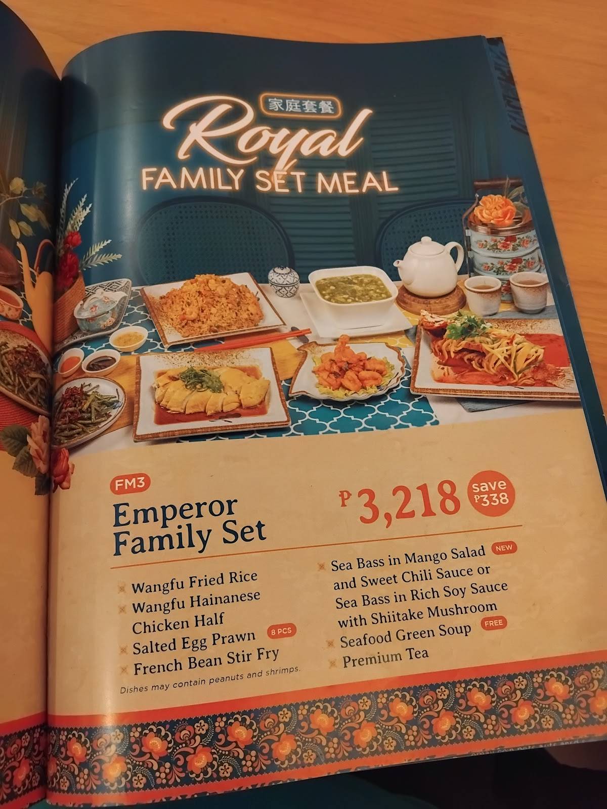 Menu at Wangfu Chinese Café restaurant, Quezon City, M242+4GC