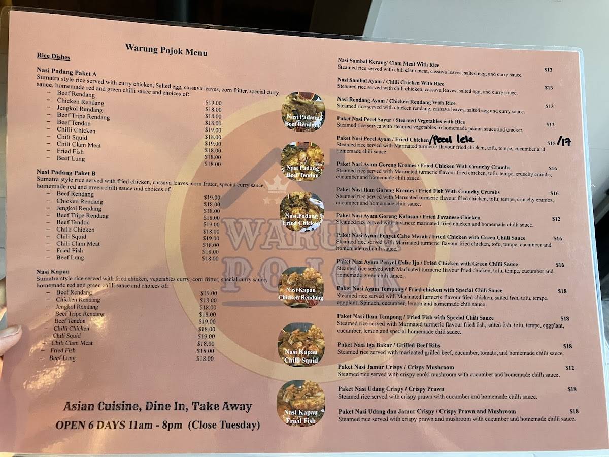 Menu at Warung Pojok Mascot restaurant, Mascot
