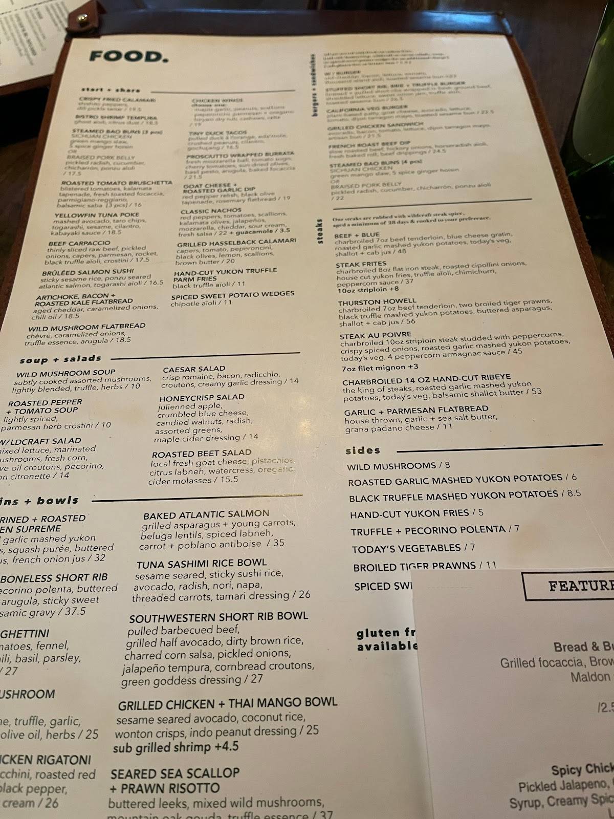 Menu at Wildcraft Grill + Long Bar, Waterloo