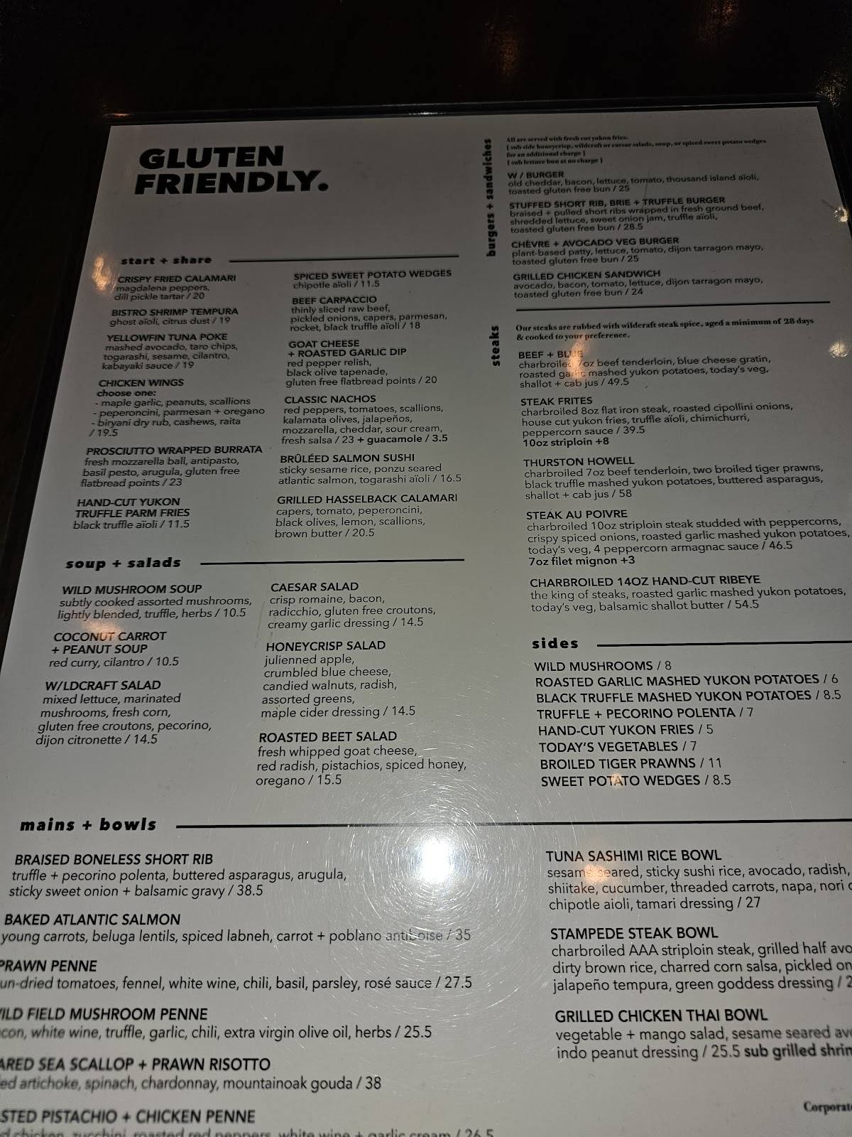 Menu at Wildcraft Grill + Long Bar, Waterloo