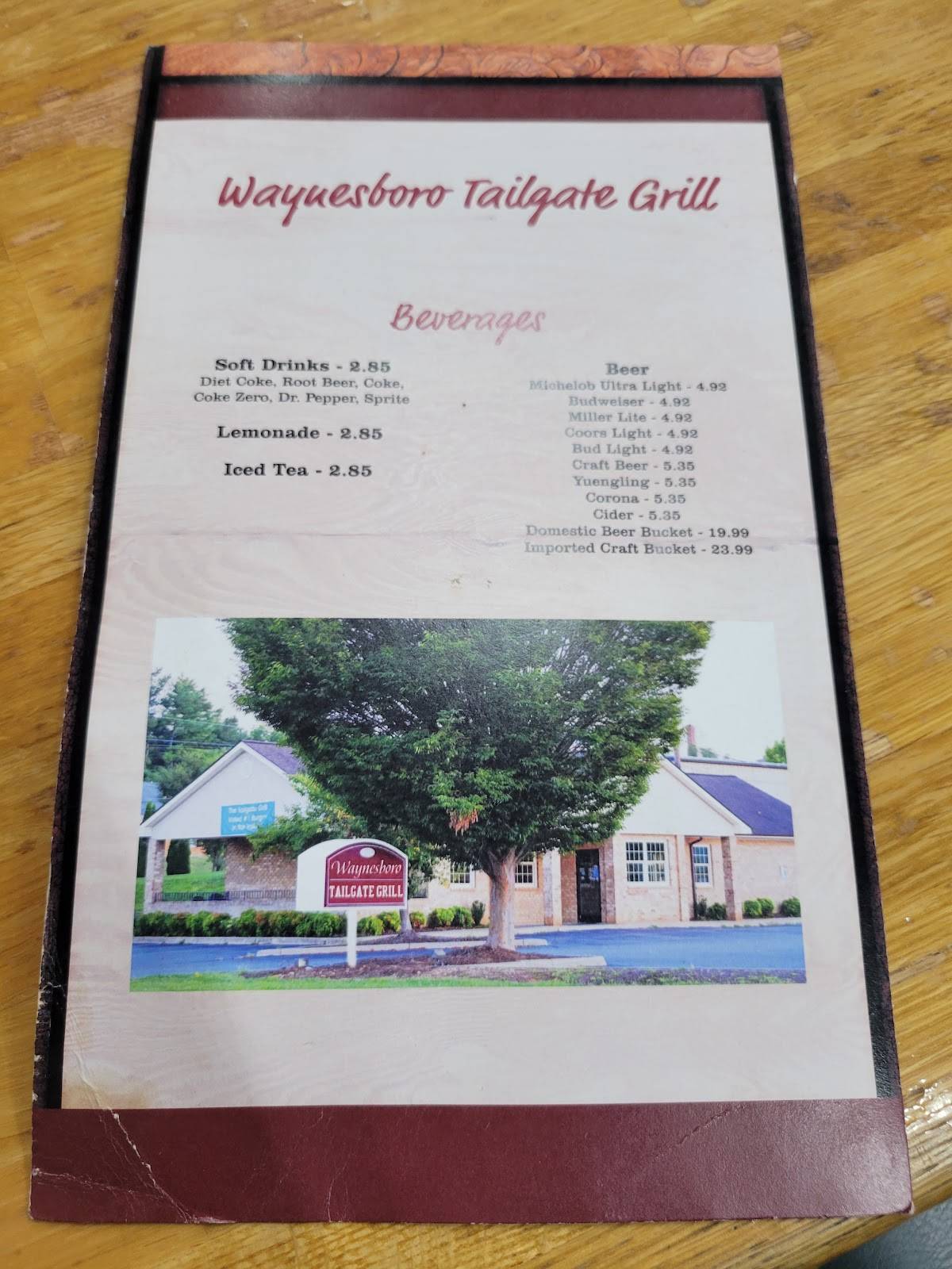 Menu at Tailgate Grill restaurant, Waynesboro