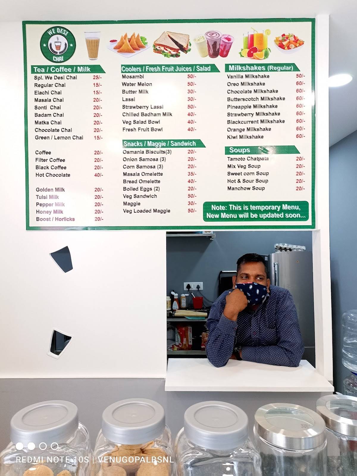 Menu at We Desi Chai, Hyderabad