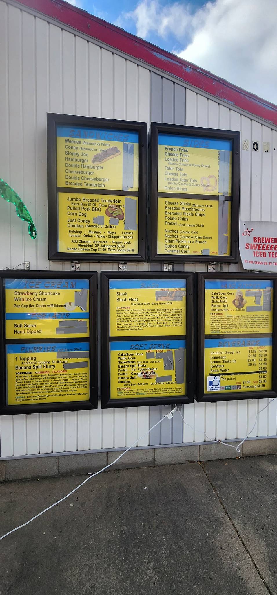 Menu at Weenee World fast food, New Castle