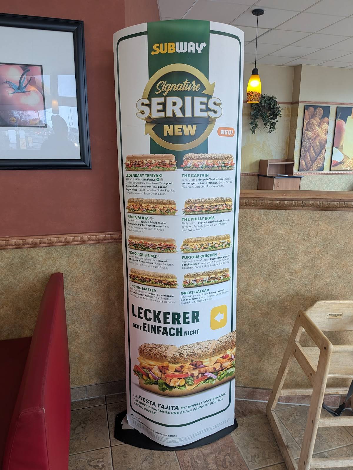 Speisekarte von Subway fast Food, Weinheim