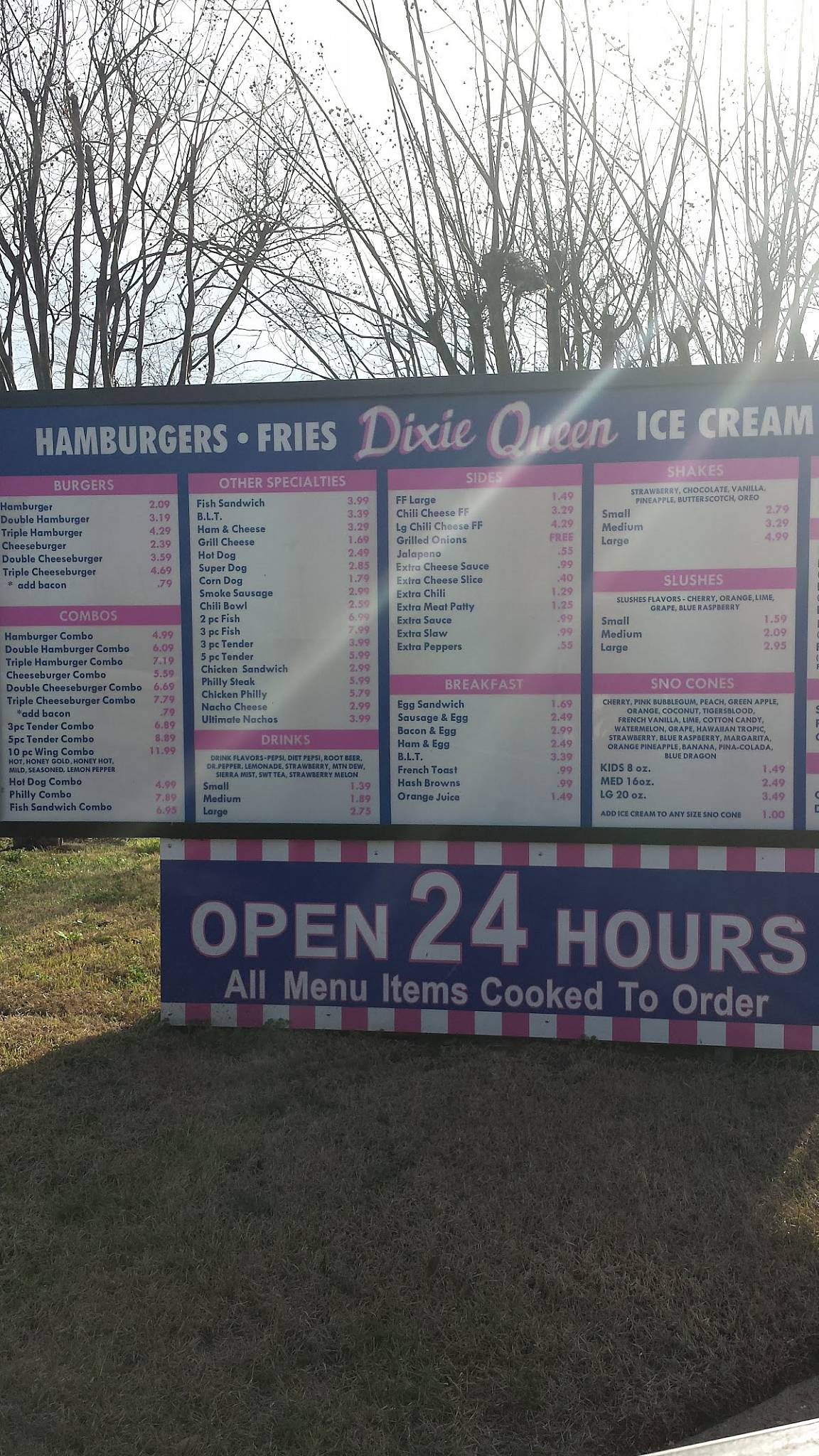 Menu at Dixie Queen restaurant, West Memphis
