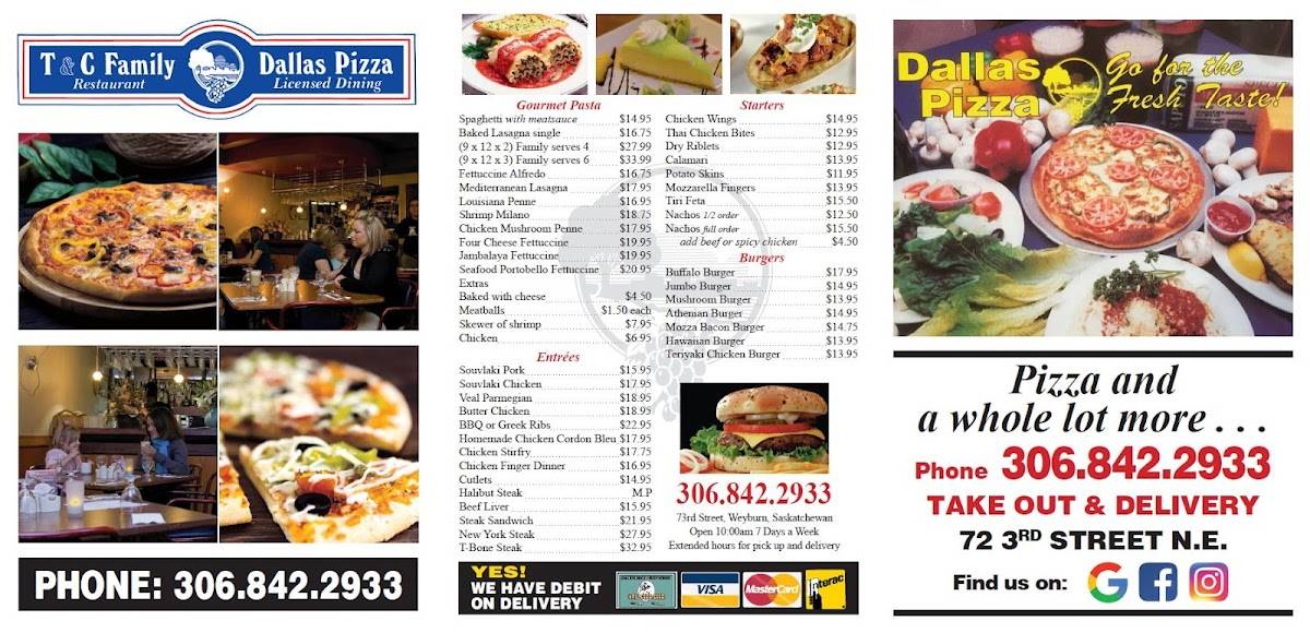 Menu at T & C Family Restaurant, Dallas Pizza, Weyburn