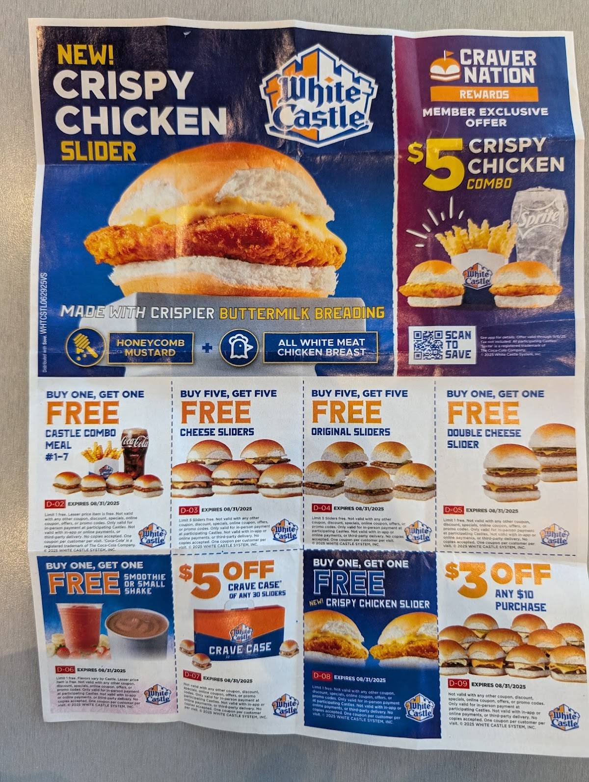 Menu at White Castle fast food, Anderson, IN-9