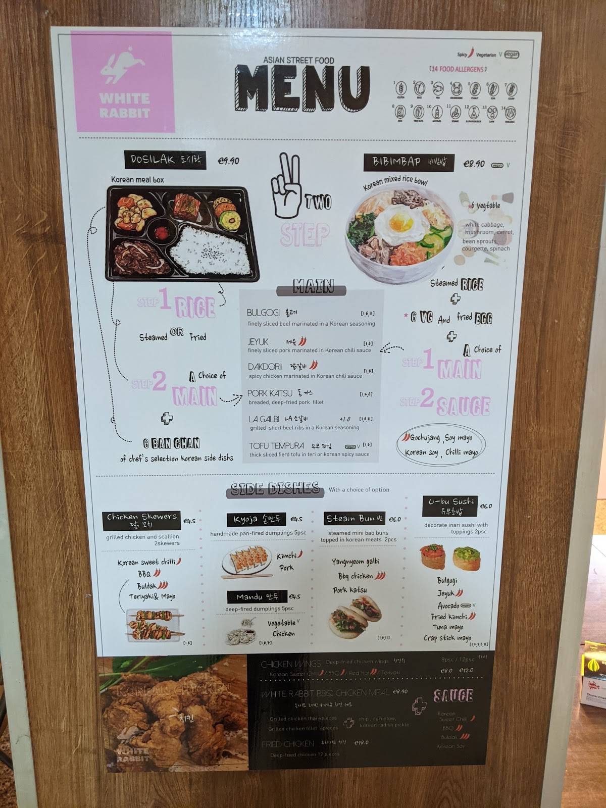 Menu at White Rabbit Korean Street Food (Moore St.) restaurant, Dublin