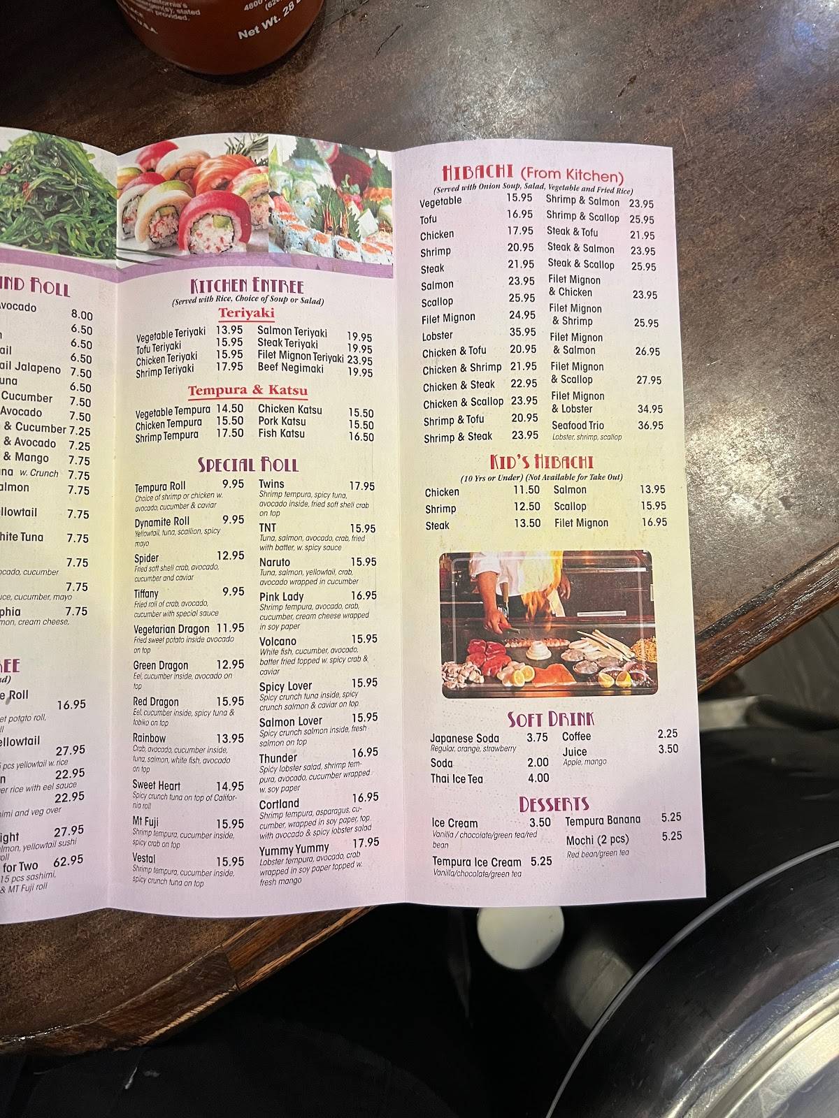 Menu at Wild Ginger restaurant, Corning