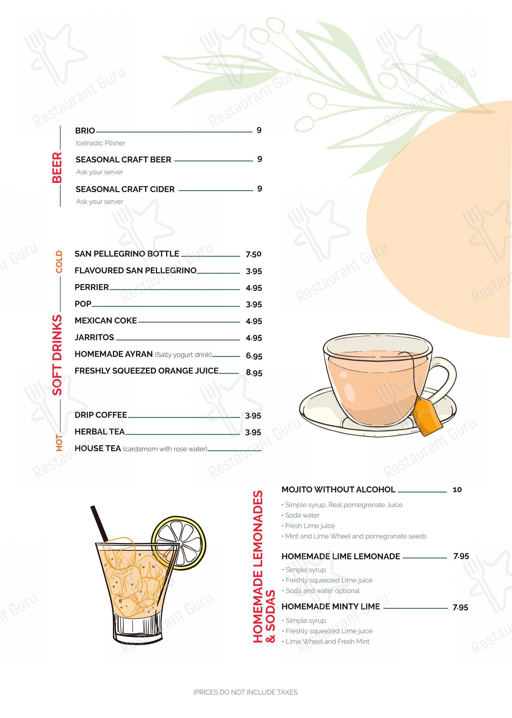 Menu at Wild Thyme restaurant, New Westminster
