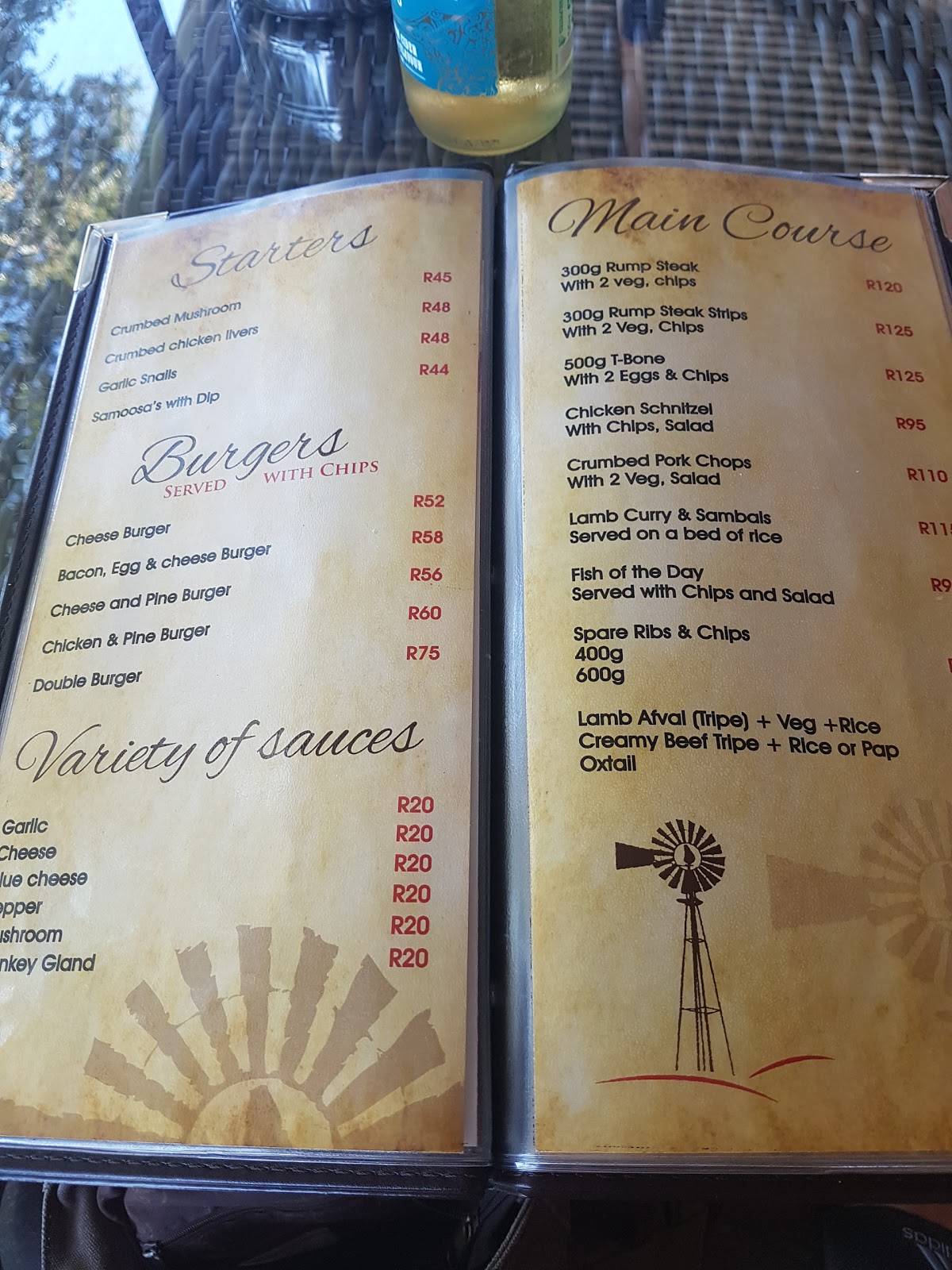 Menu at Windmill Pub & Grill, Fouriesburg