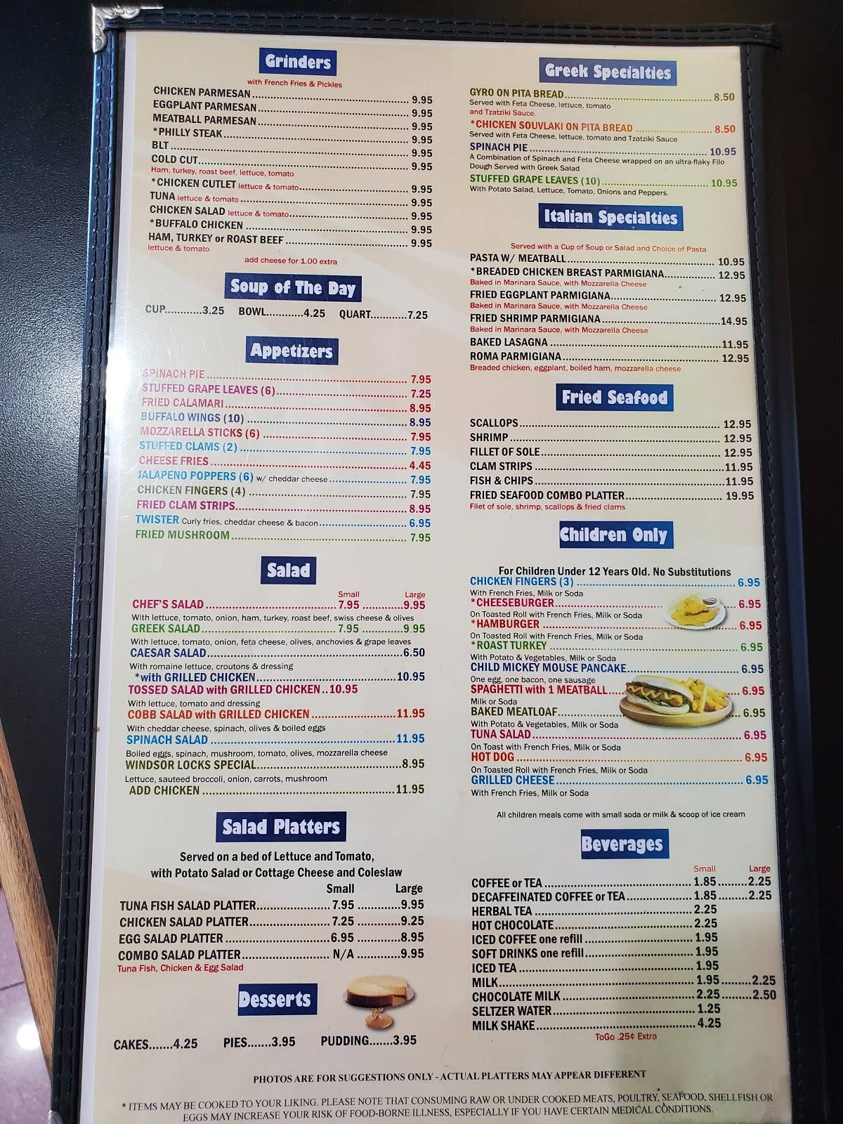 Menu at Windsor Locks Diner restaurant, Windsor Locks
