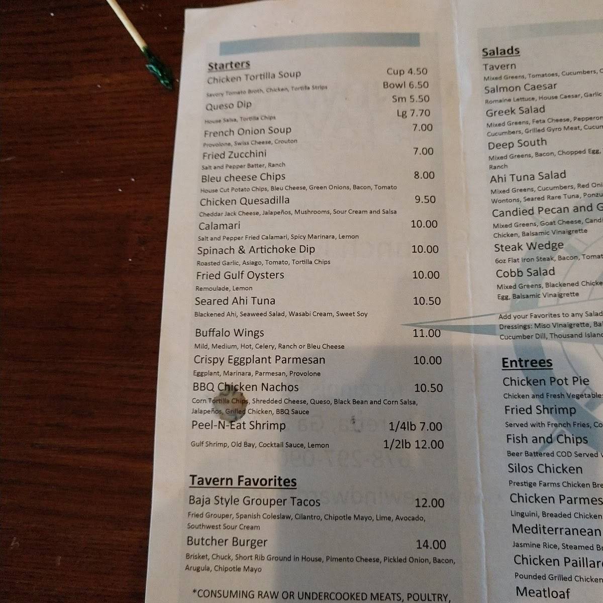 Menu at Windward Tavern pub & bar, Alpharetta