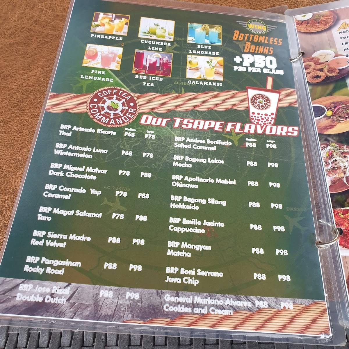 Menu at Wing Commander restaurant, Quezon City