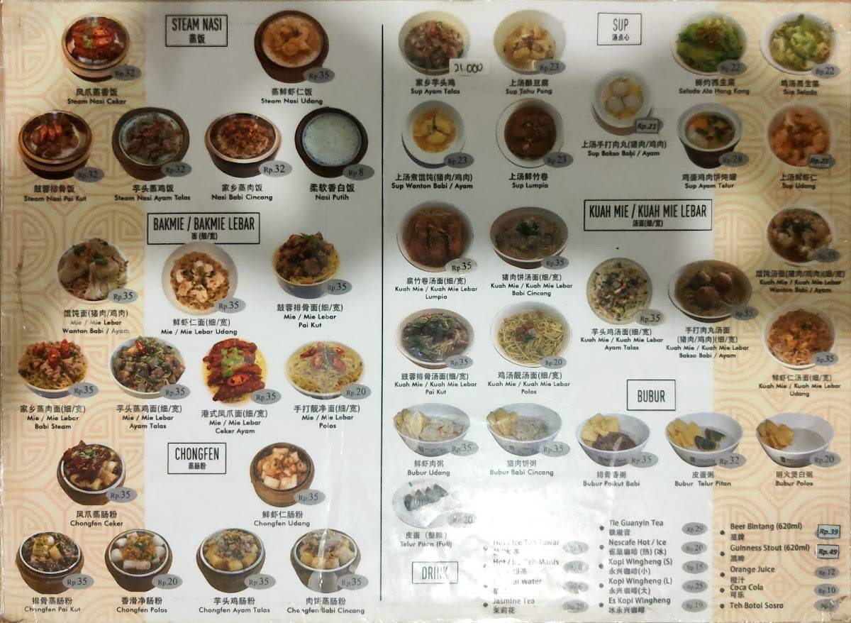 Carta del restaurante Wing Heng Hongkong Dimsum Serpong, Cihuni