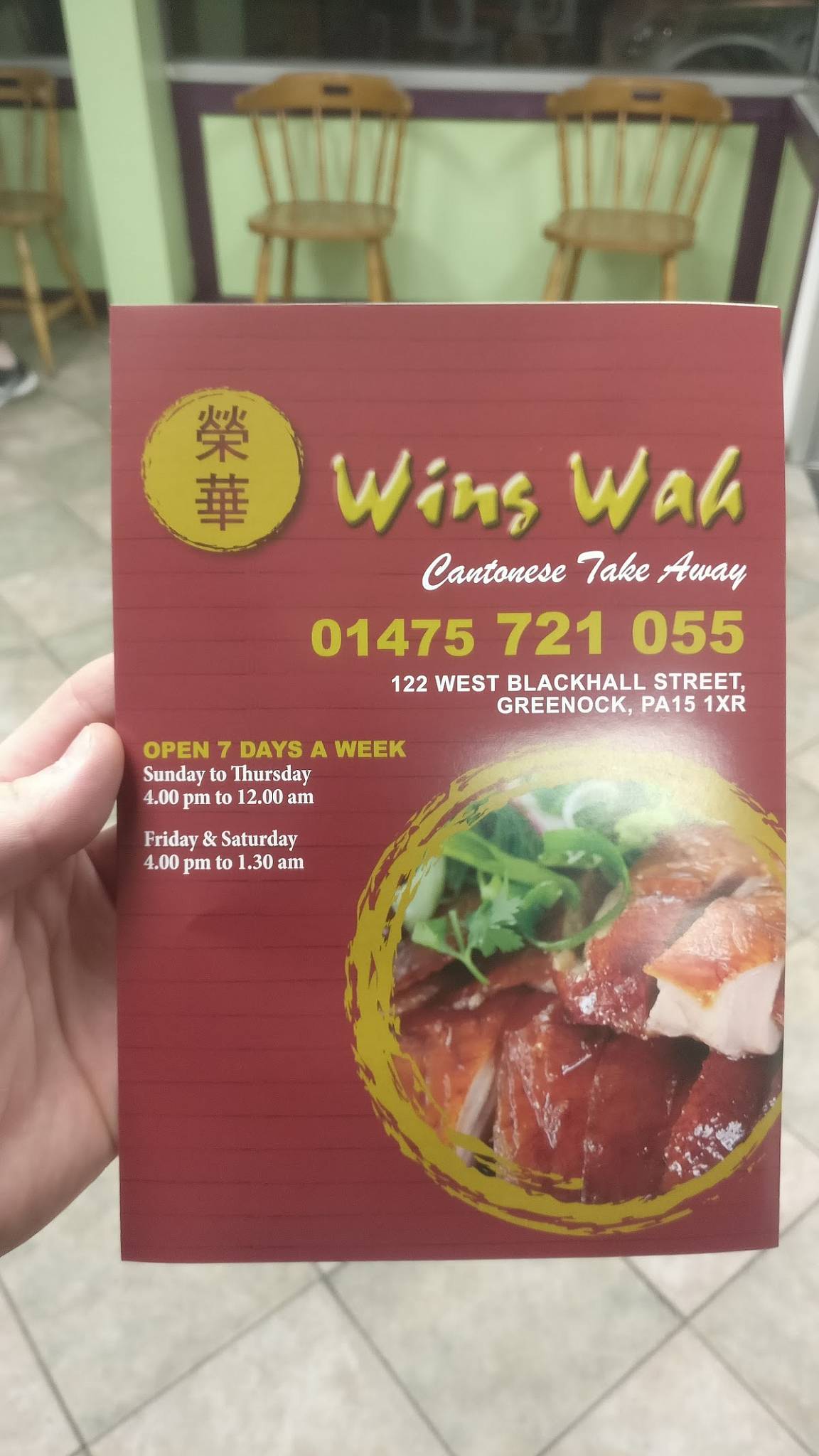 Menu at Wing Wah fast food, Greenock